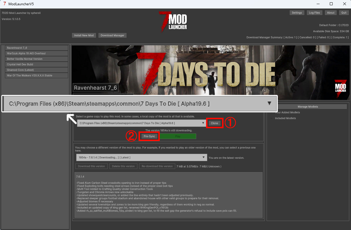 【7Days To Die】ダウングレードのやり方と過去バージョンのMOD導入方法 7DTD MOD LAUNCHER v5編 | 7Days To Die MOD info